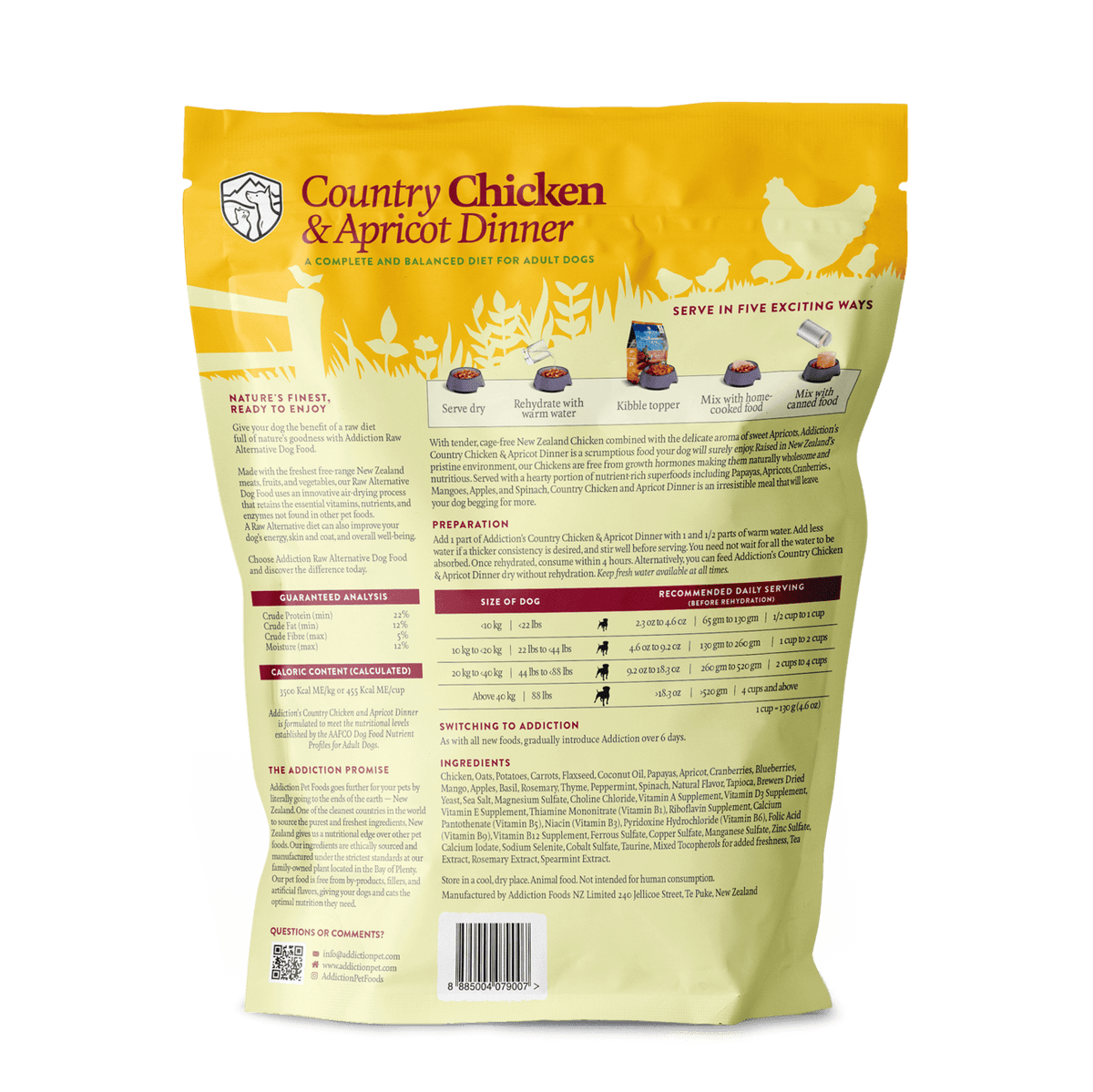 Country Chicken & Apricot Air-Dried Dog Food 910g – Addiction Pet Australia