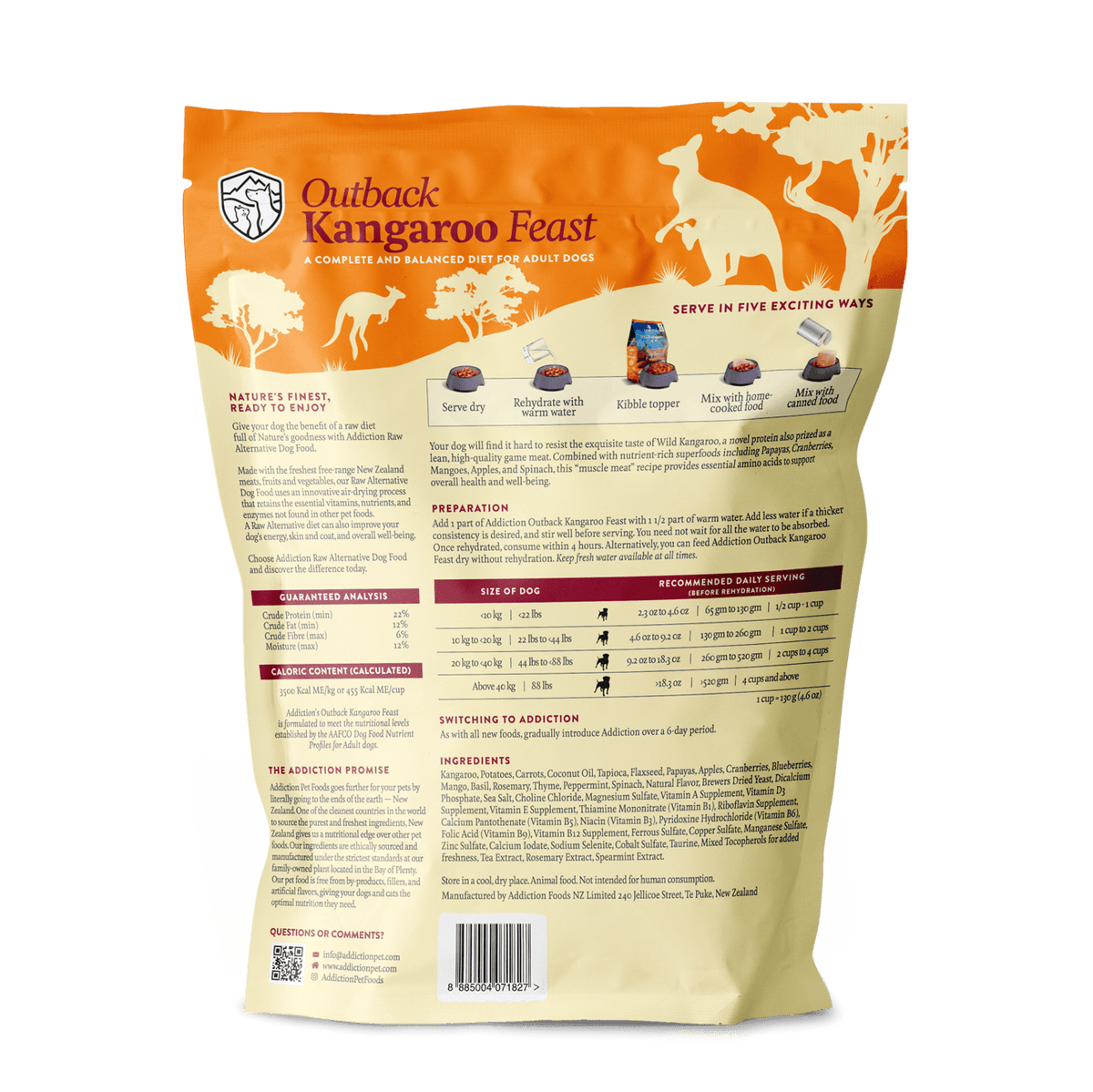 Outback Kangaroo Feast Air-Dried Dog Food 910g – Addiction Pet Australia